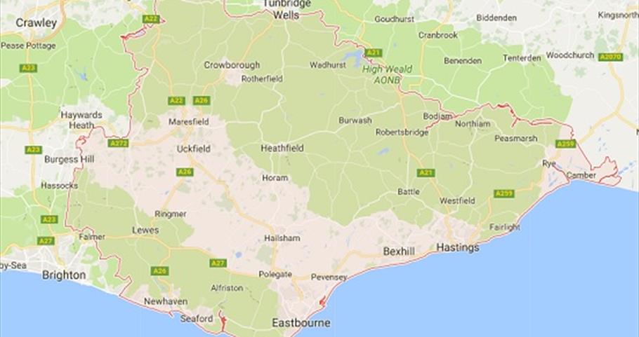 Map Of Sussex South East England