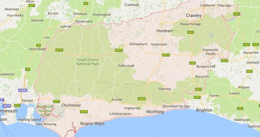 Map Of Sussex South East England