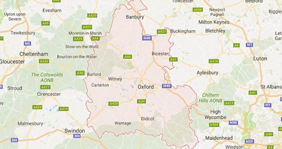 Map of Oxfordshire - South East England